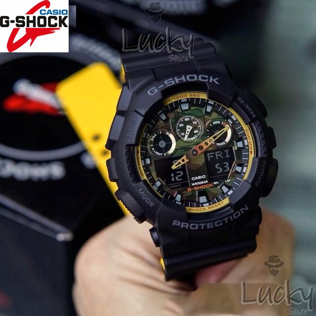 Casio G-shock GA-110 Reloj-100 Deportivo Tienda De La Suerte Negro Amarillo Hombres Pantalla De ...