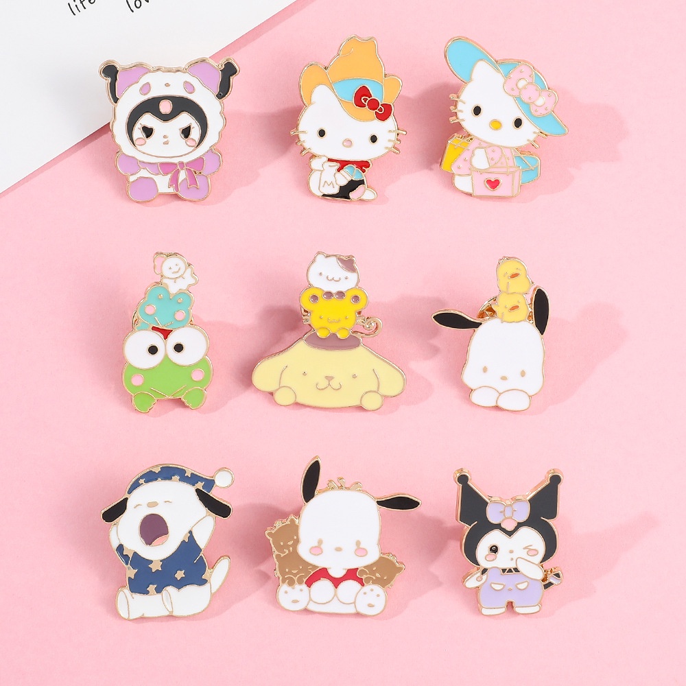 Lindo Sanrio Esmalte Pin Kawaii Conejo Gato Broche Kuromi Mymelody Pins ...