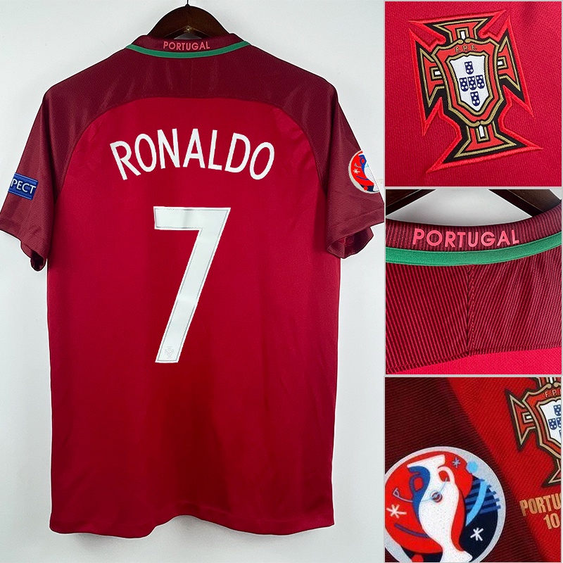 Portugal Home Retro Jersey No . 7 Cristiano Ronaldo Campeonato De Europa Versión De Polera ...