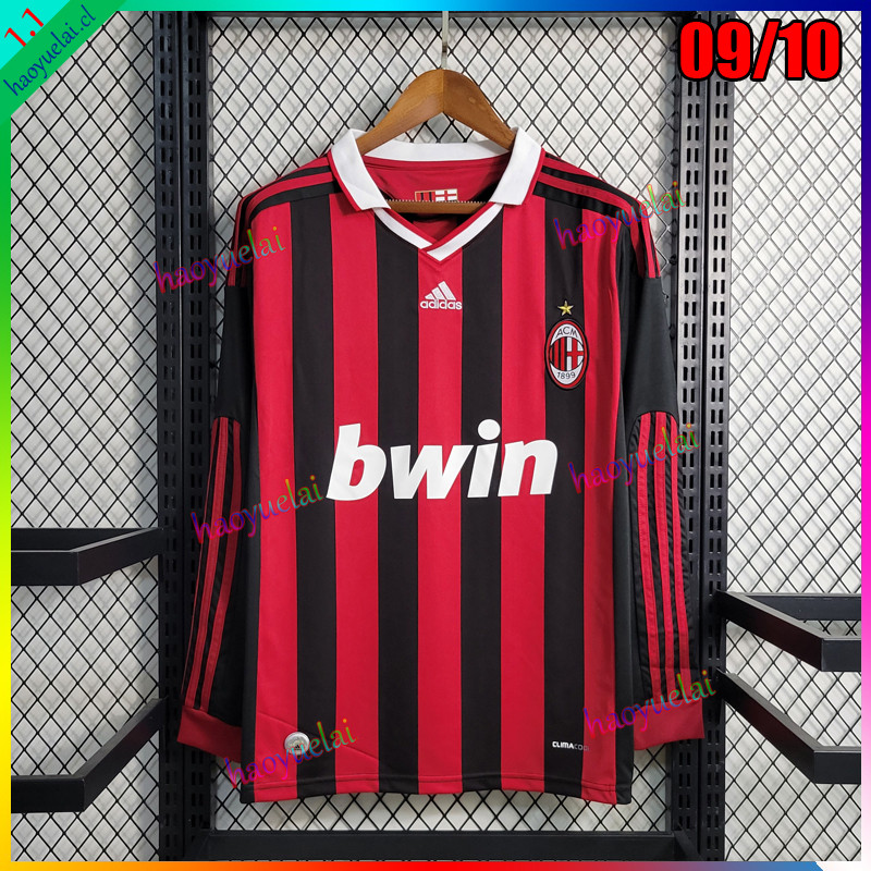 Camiseta Milan Retro Manga Larga 2009/10 RONALDINHO Local Poleras De Futbol | Shopee Chile