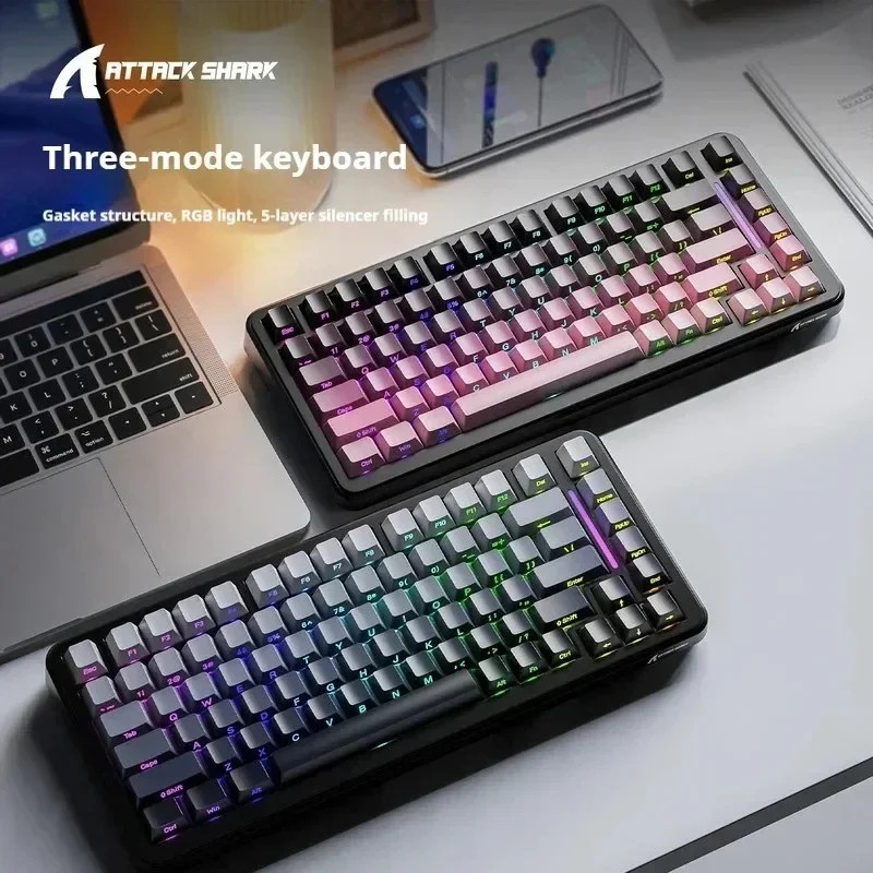 Attack Shark M86 Teclado Mecánico Inalámbrico Bluetooth Rgb Lateral Tallado E-Sports De Juego De ...