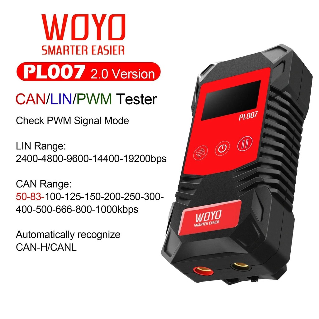 WOYO PL007 CAN LIN PWM Tester , Auto-Reconocimiento-H & L , Lectura De ...