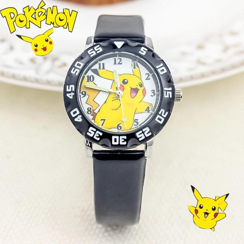 Anime Pokemon Pikachu Reloj Niños Cuarzo Cuero Muñeca Figura De Dibujos ...