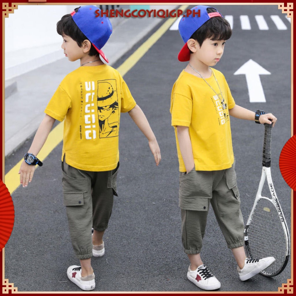 Niños terno Traje De Algodón Polera De Dibujos Animados luffy Patrón ...