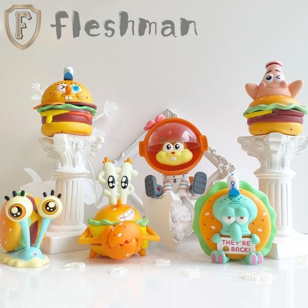 FLESHMAN 6Pcs/Set Squidward Anime Figuras , PVC Mr.Krabs Patrick Star ...