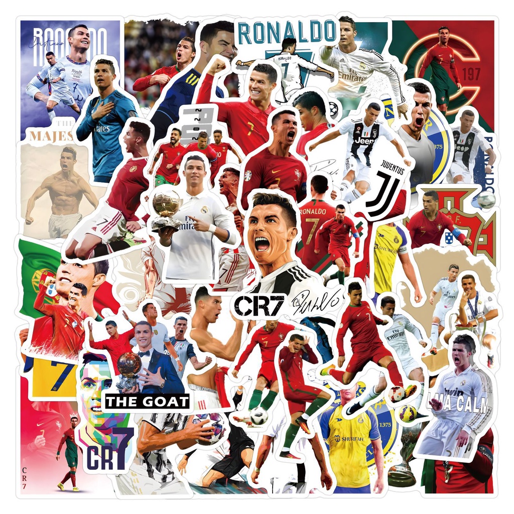 50 Stickers De PVC Impermeables De Cristiano Ronaldo Football Super ...