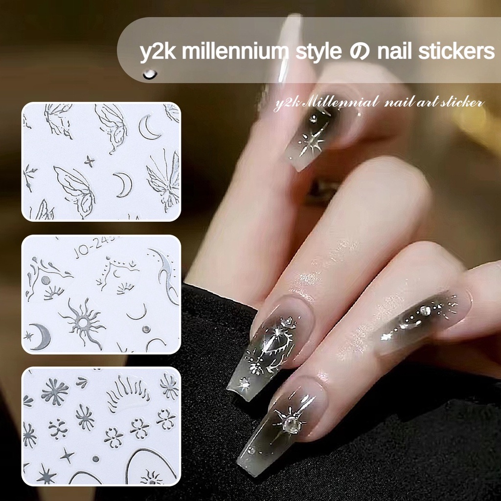 y2k Estilo Milenario Stickers De Arte De Uñas De Plata (Viene Con ...