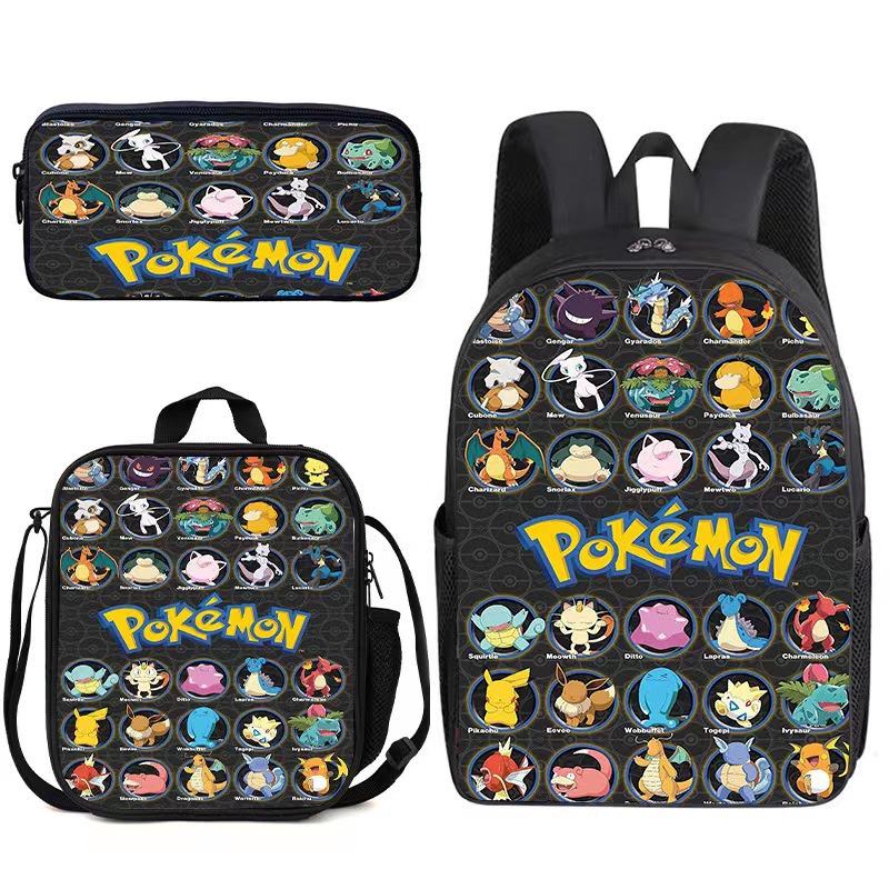 3PC-Set 2024 Pokémon Animación De Dibujos Animados Mochila Pikachu ...