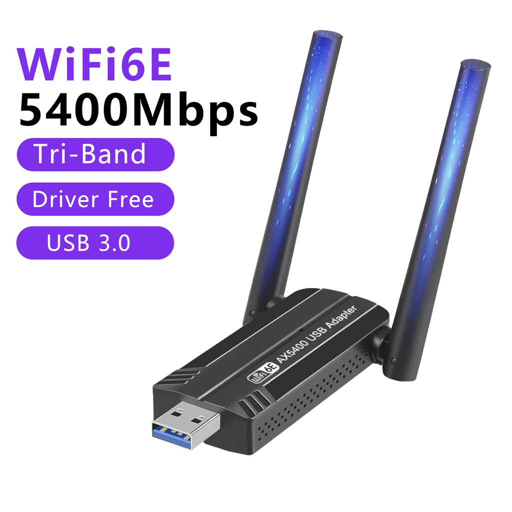 5400Mbps Wifi 6E Tarjeta De Red USB 3.0 Adaptador Tri-Band 2.4G 5G 6G Receptor Dongle Para ...
