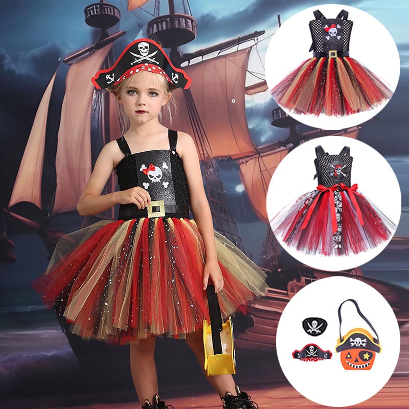 Disfraz Pirata Niñas Piratas Del Caribe Jack Sparrow Cosplay Niño Ropa ...