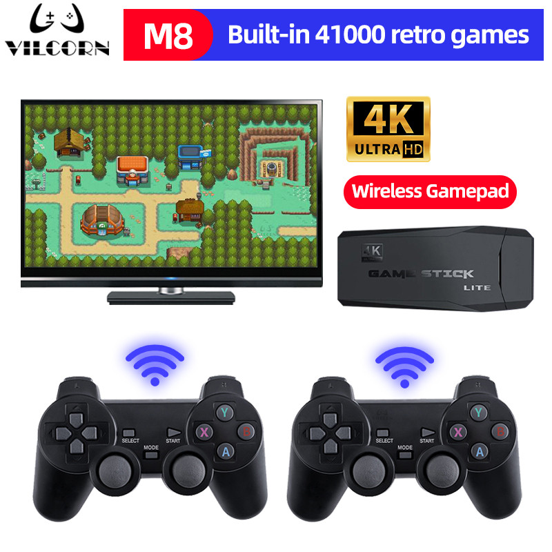 Consola de videojuegos M8 Game Stick 4K compatible con HDMI para GBA SFC MAME 40000 juegos 128GB ...