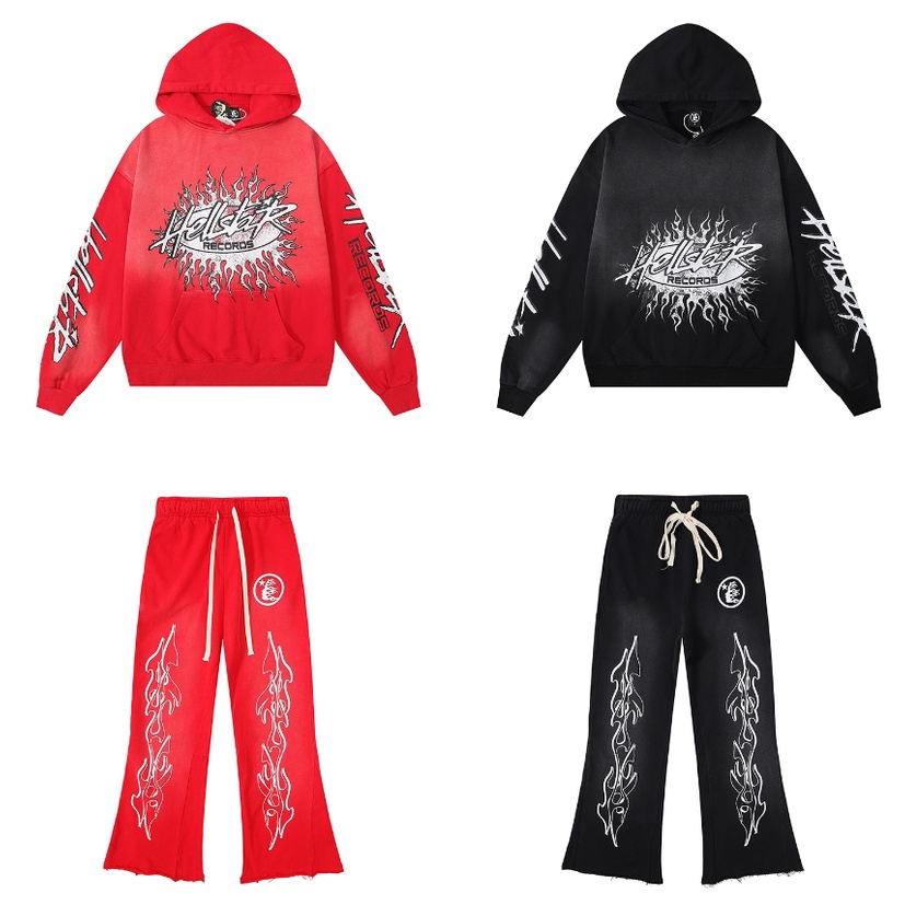 Hellstar Studios Red Flare Lavado Y Envejecido Suéter Con Capucha ...