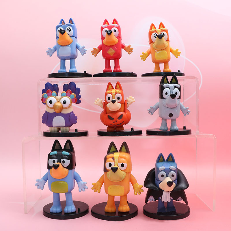 9Pcs/Set Anime Bluey Familia Christine Heeler Bingo Bandit Chilli ...