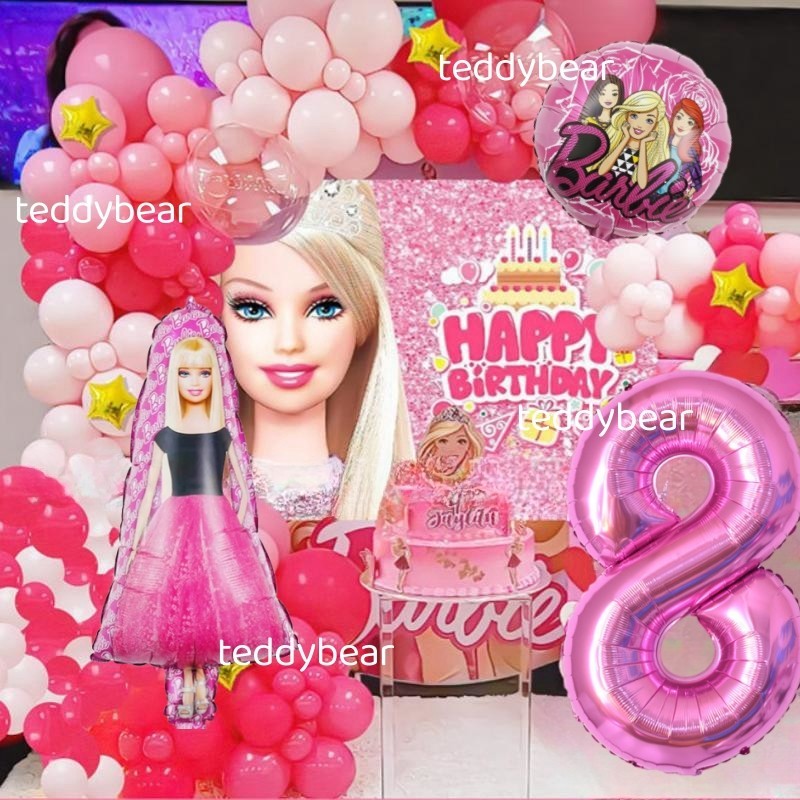 Kit De Guirnalda De Globos Barbie 32inch Rosa Número Para La Fiesta ...