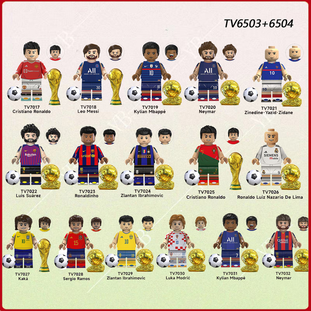 Juguete De Montaje Para Niños Estrella De Fútbol C Luo Jimu Ren Zai Minifiguras Modelo De Muñeca ...