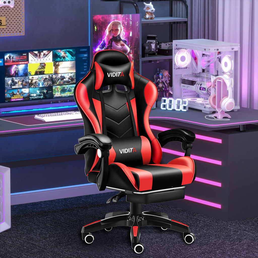 Silla De Escritorio Gamer Ergonómica Con Tapizado De Cuero Sintético ...