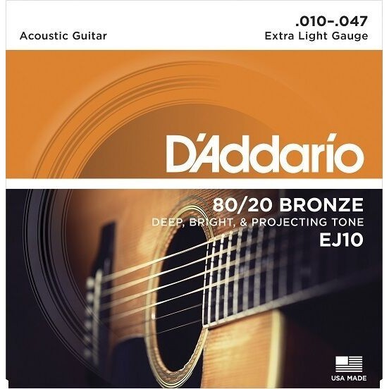 D'addario EJ10 80/20 Bronze Acoustic Guitar Strings 10-47 Daddario D ...
