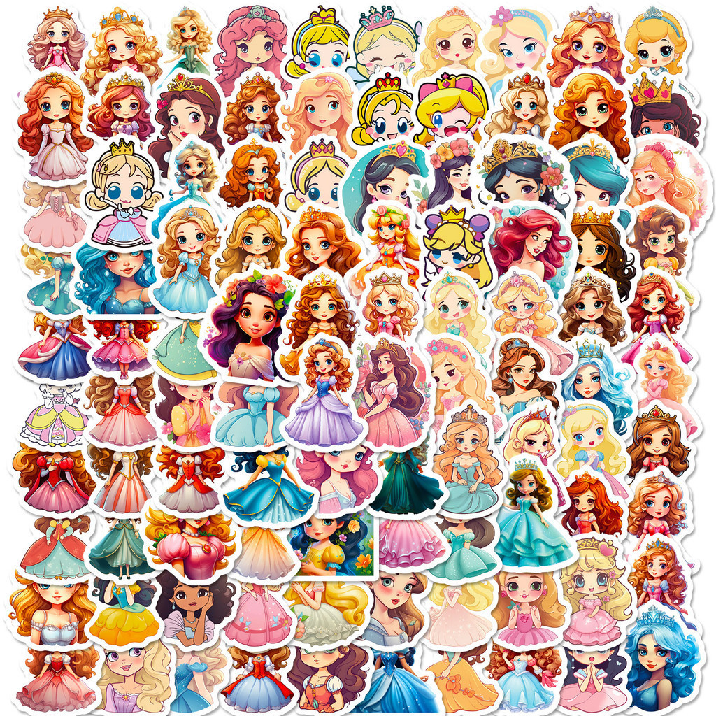 100 Stickers De Princesa De Dibujos Animados Para Botellas De Agua ...