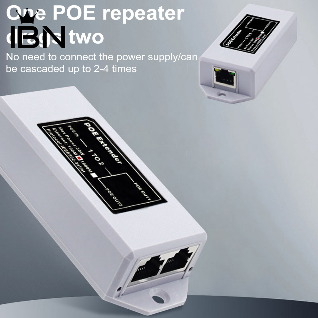 Mini Poe Extender 1-in 2-out High-speed Ethernet Repeater for Ip Security Cameras 3 Port Switch ...