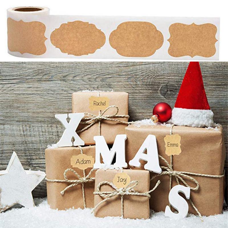 300 Unids Rollo Etiqueta Adhesiva De Papel Kraft En Blanco DIY Stickers ...