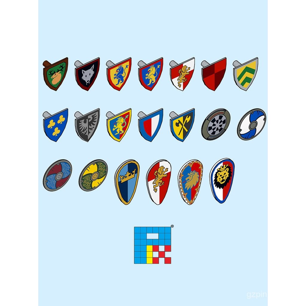 Minifigura Medieval Escudo De La Conquista De Mano León Negro Halcón ...