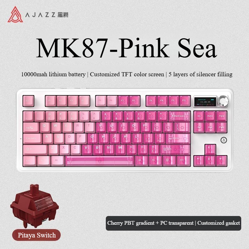 AJAZZ MK87 Teclado Mecánico De 3 Modos Bluetooth/Inalámbrico 2.4G/Pantalla TFT Con Cable ...