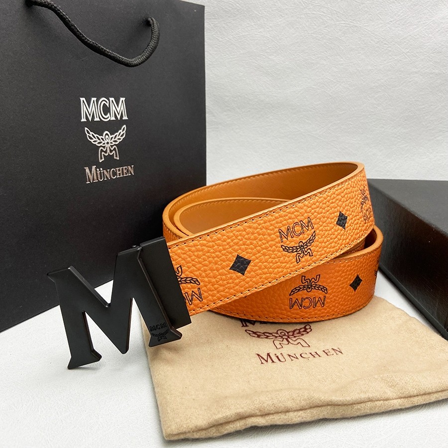 MCM Marca De Cuero Genuino De Negocios Casual Cinturón De Los Hombres ...