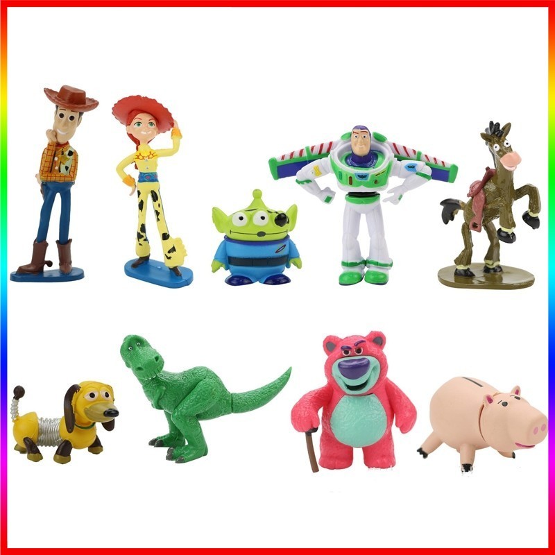 Toy Story Figuras De Acción Set 9PCS Woody Buzz Lightyear Jessie Rex Aliens Hamm Slinky Dog ...