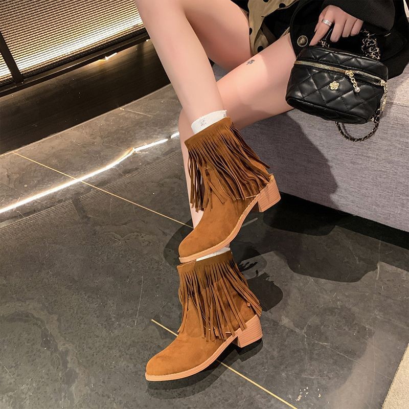 2025 Flujo Retro Botas Martin Mujeres Dedo Del Pie Puntiagudo Tacón ...