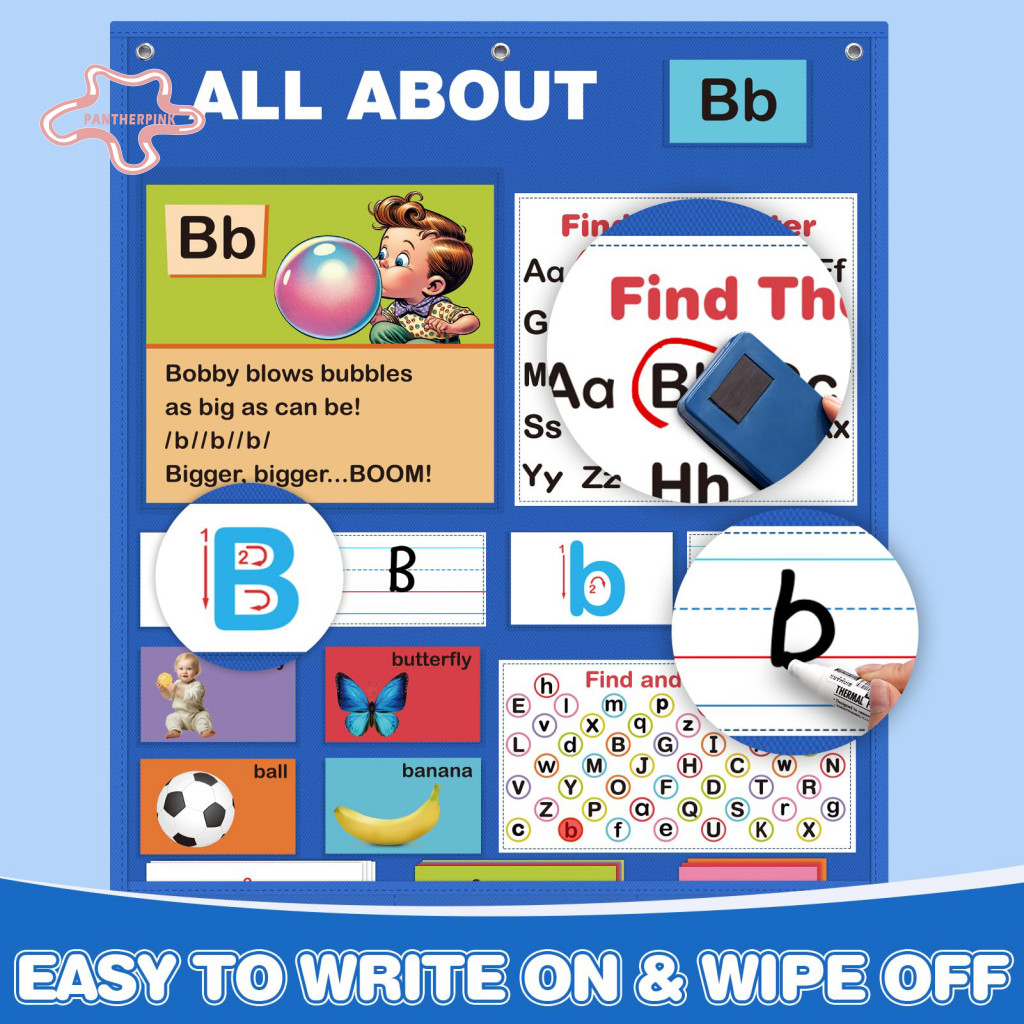 Alphabet Learning Pocket Chart Uppercase Lowercase Letters Abc Wall for ...