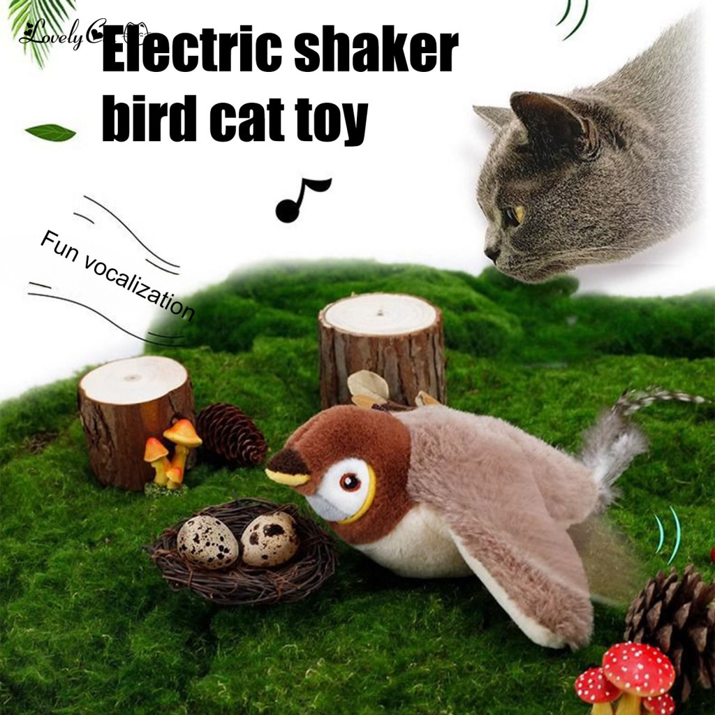 Cat Birds Toy Motion Sensing Interactive Flying Sparrow with Chirping ...