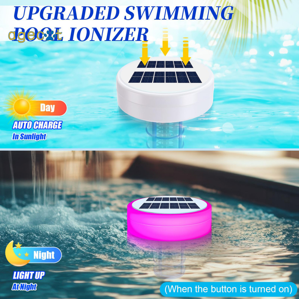 Copper Ion Pool Purifier Generator Led Solar Ionizer Cleaner for Above ...