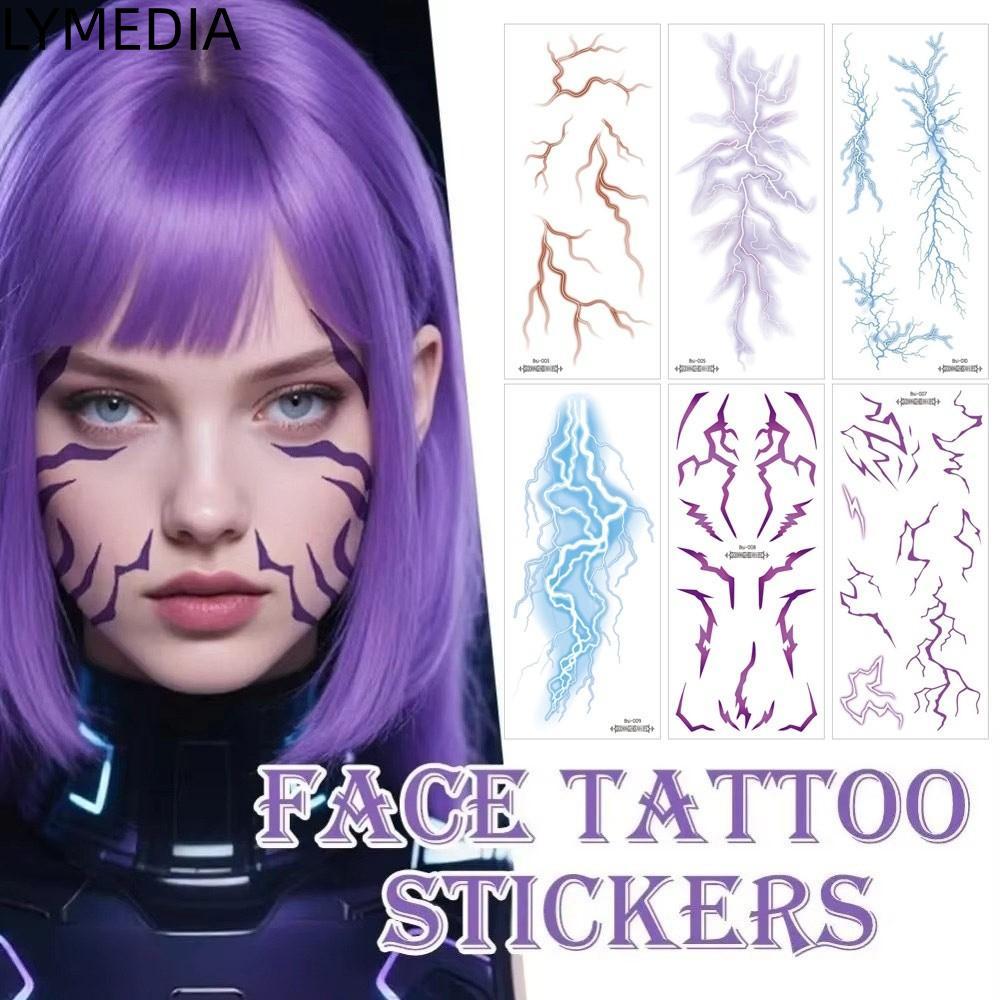 LYMEDIA Tatuajes Temporales , Relámpago Maquillaje Colorido Cosplay ...