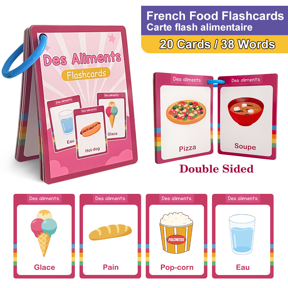 20Pcs French Foods Vocabulario Tarjetas De Aprendizaje Educativo Para ...