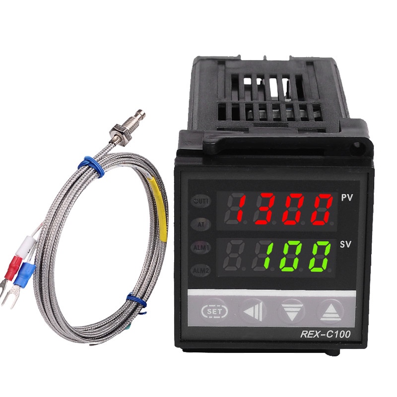 Controlador De Temperatura PID Digital Dual REX-C100 Con Termopar De Sensor K , Salida De Relé ...