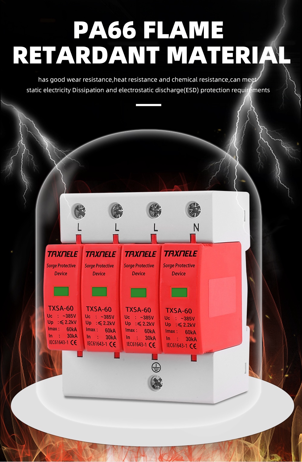 TAXNELE AC SPD 1P 2P 3P 4P Protector De Sobretensiones De Bajo Voltaje Pararrayos Domésticos ...