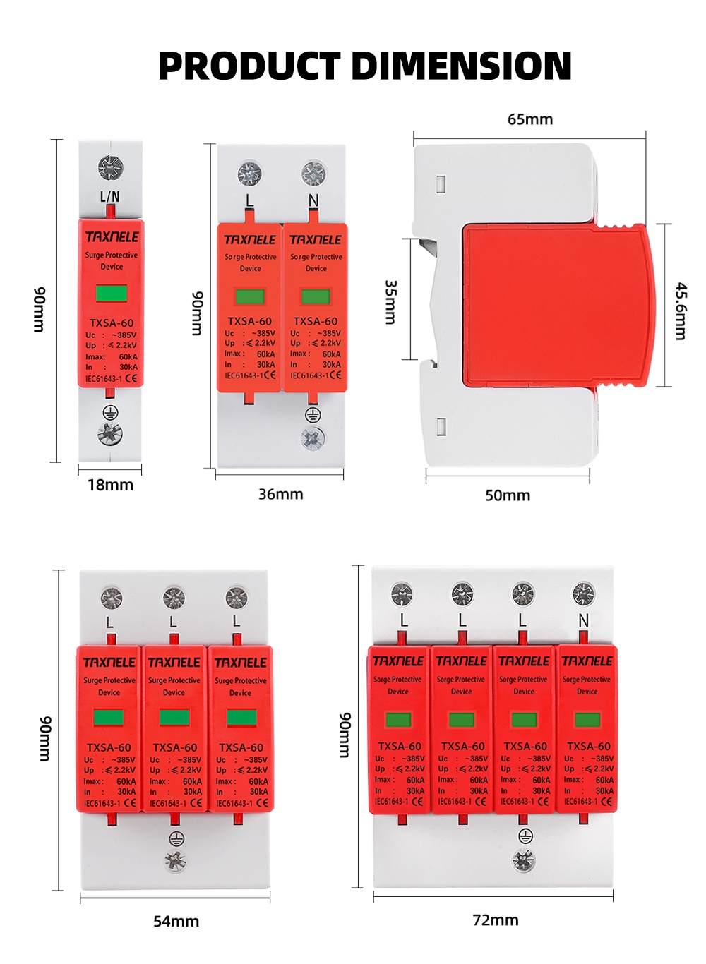 TAXNELE AC SPD 1P 2P 3P 4P Protector De Sobretensiones De Bajo Voltaje Pararrayos Domésticos ...