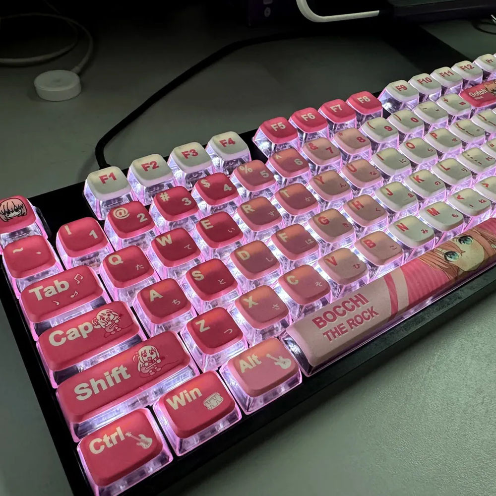Bocchi The Rock Keycap 120 Teclas Perfil OEM PBT PC Tinte Sublimación Luz Transmisión Pudding ...