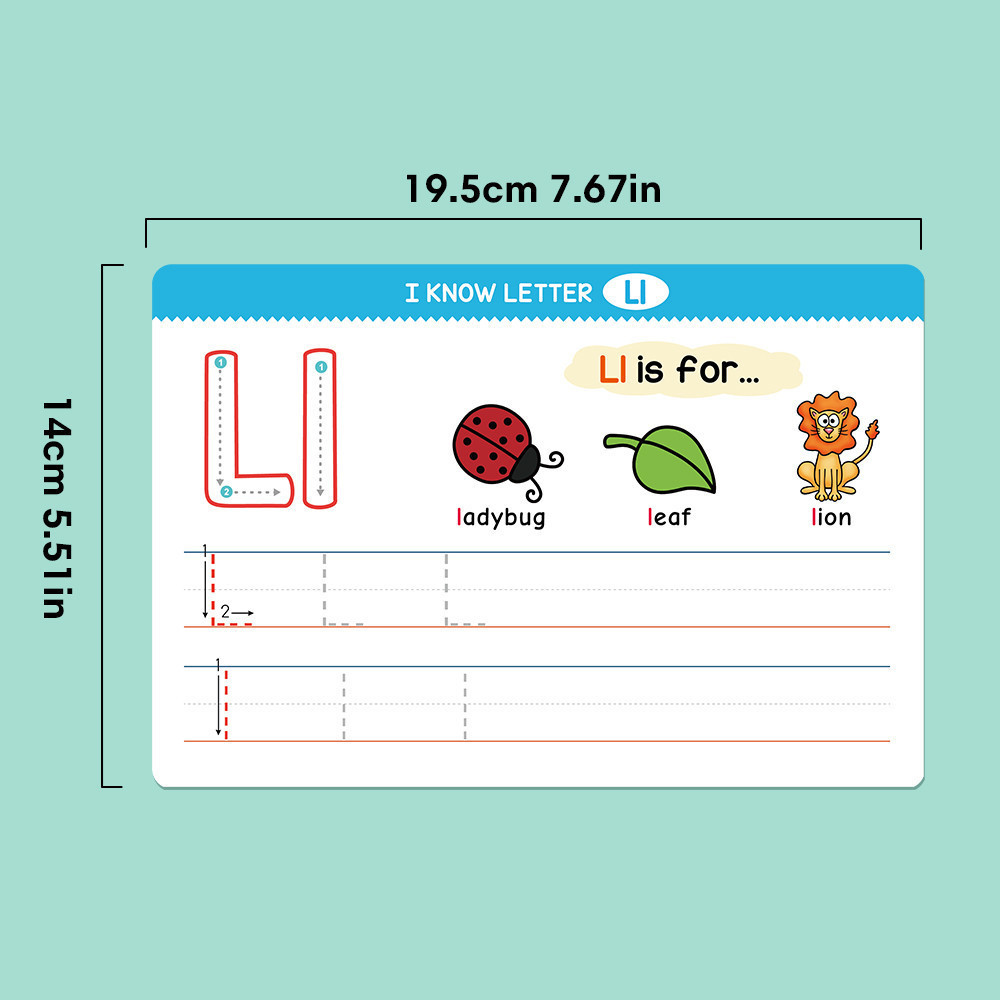 Borrado En Seco 26 Letras Inglés Flash Cards Para Niños Bebé Preescolar ...