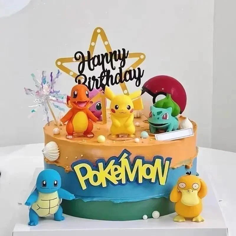 6 Piezas/set Pokemon Personaje De Anime Pikachu Modelo De Juguete Feliz ...