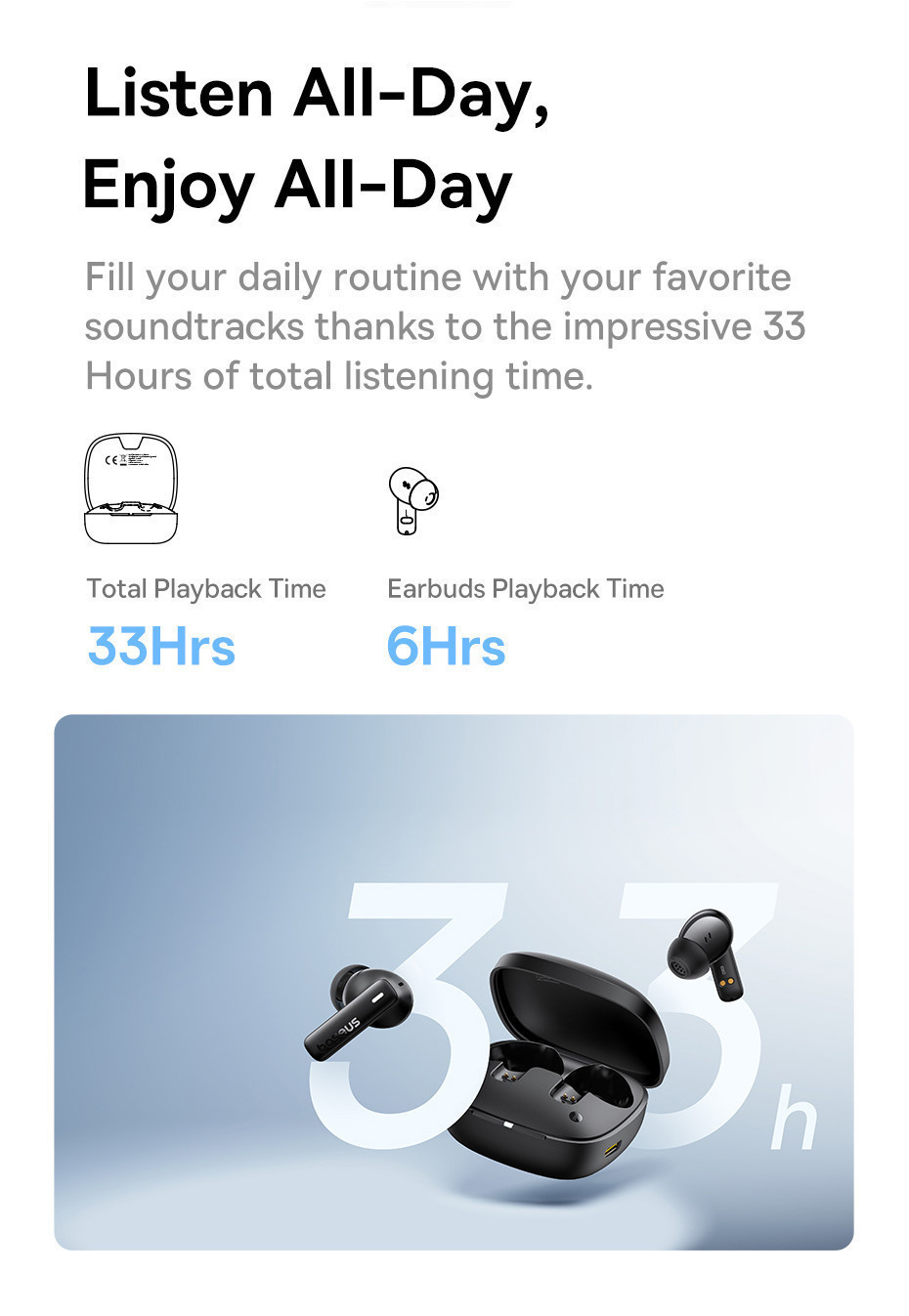 Baseus Bowie E19 TWS Auriculares Bluetooth Inalámbricos Verdaderos IPX5 Impermeable Llamada ENC ...