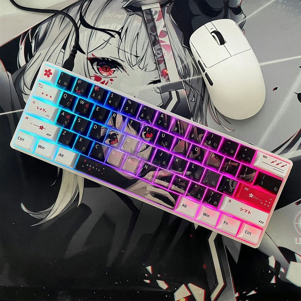 Yuki Keycap Perfil De Cereza 60/64/68/75 Teclas PBT Cinco Caras ...