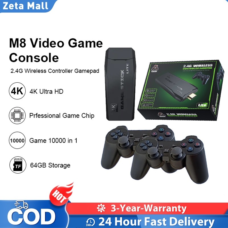 M8 Pro 4K Consola De Videojuegos 2.4G Doble Controlador Inalámbrico Game Stick TV Retro | Shopee ...