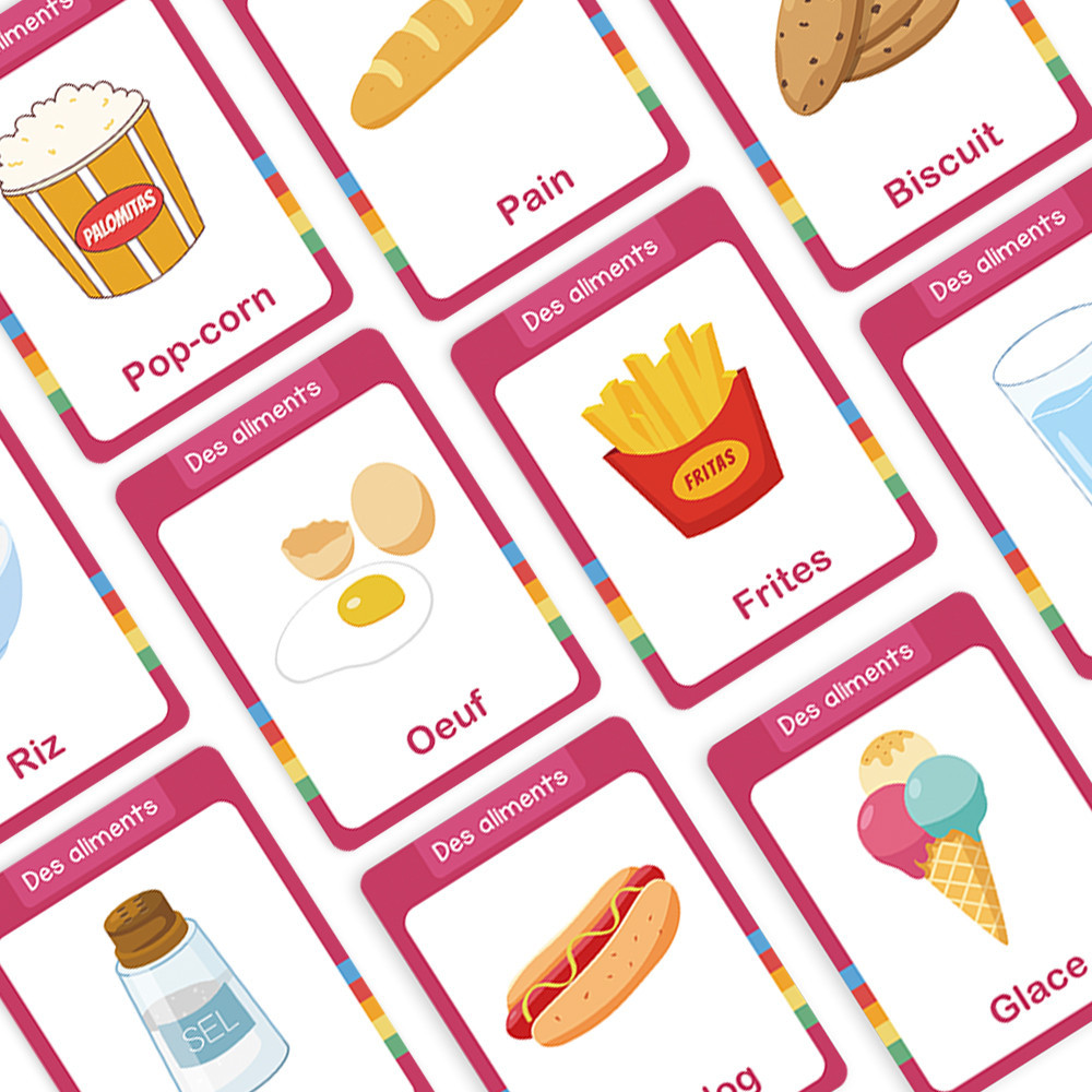 20Pcs French Foods Vocabulario Tarjetas De Aprendizaje Educativo Para ...