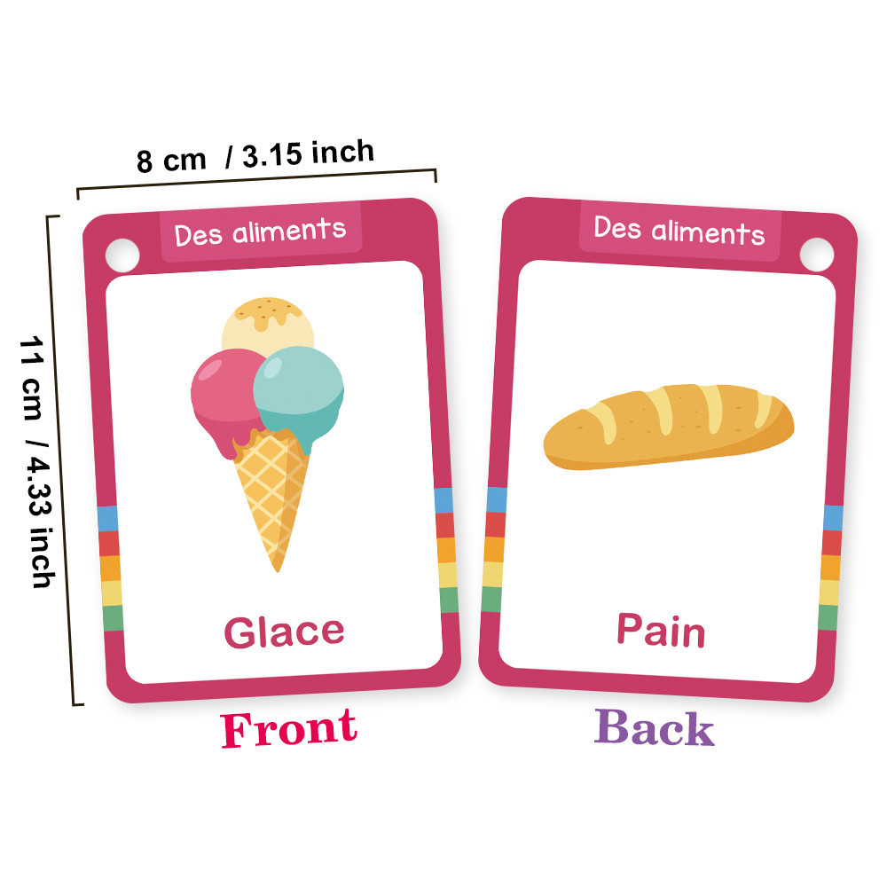 20Pcs French Foods Vocabulario Tarjetas De Aprendizaje Educativo Para ...