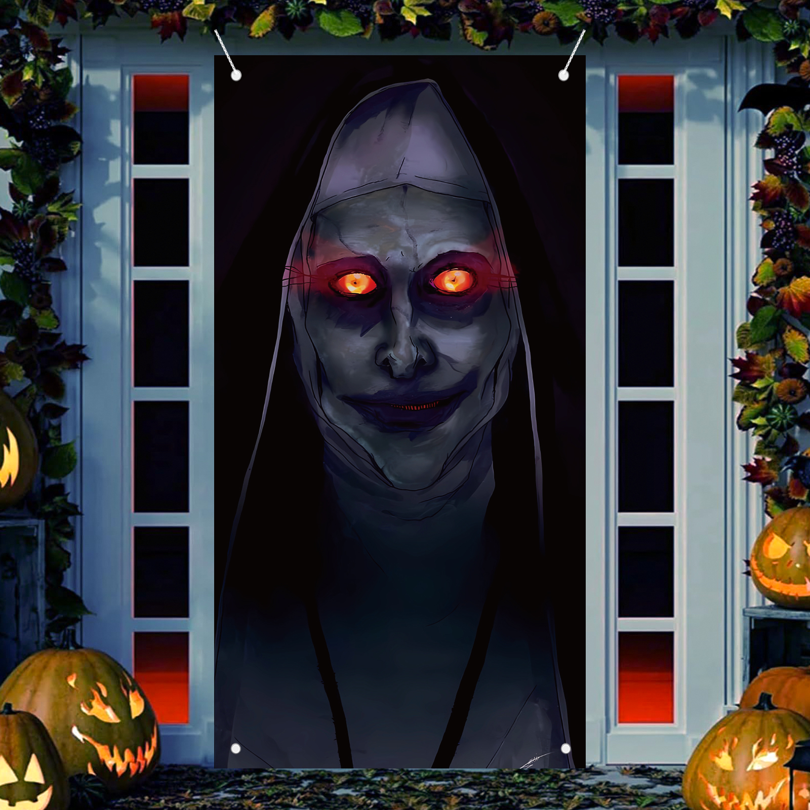 Banner De Halloween De Nun Zombie-Telón De Fondo Con Tema De Terror De ...